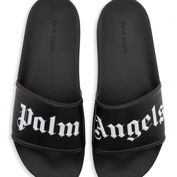 Palm Angels | Shoes | Palm Angels Pool Slider In Black In Black White ...